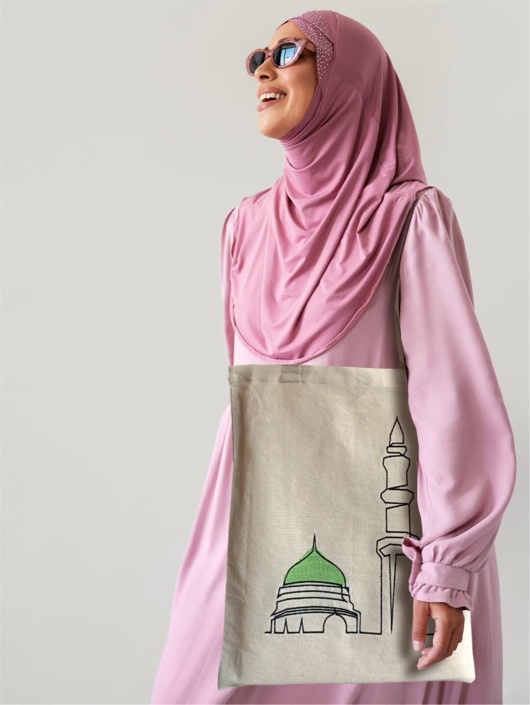 Masjid Nabawi Tote Bag, Islamic Shoulder Bag, Handmade Tote Bag, Custom ...