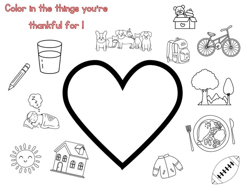 Gratitude Coloring Page- Color in the Things You're Thankful For ...