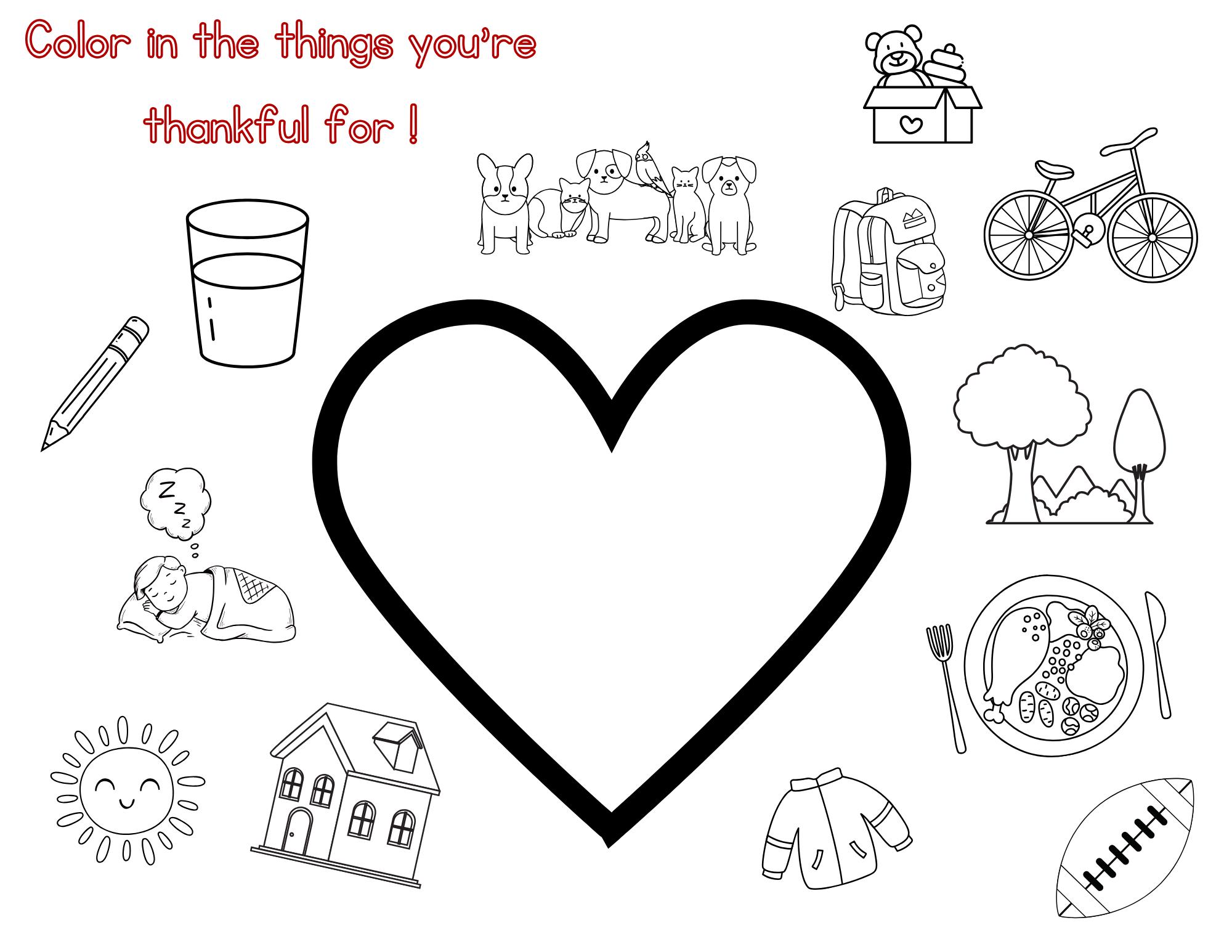 Gratitude Coloring Page Color in the Things You're Thankful For ...