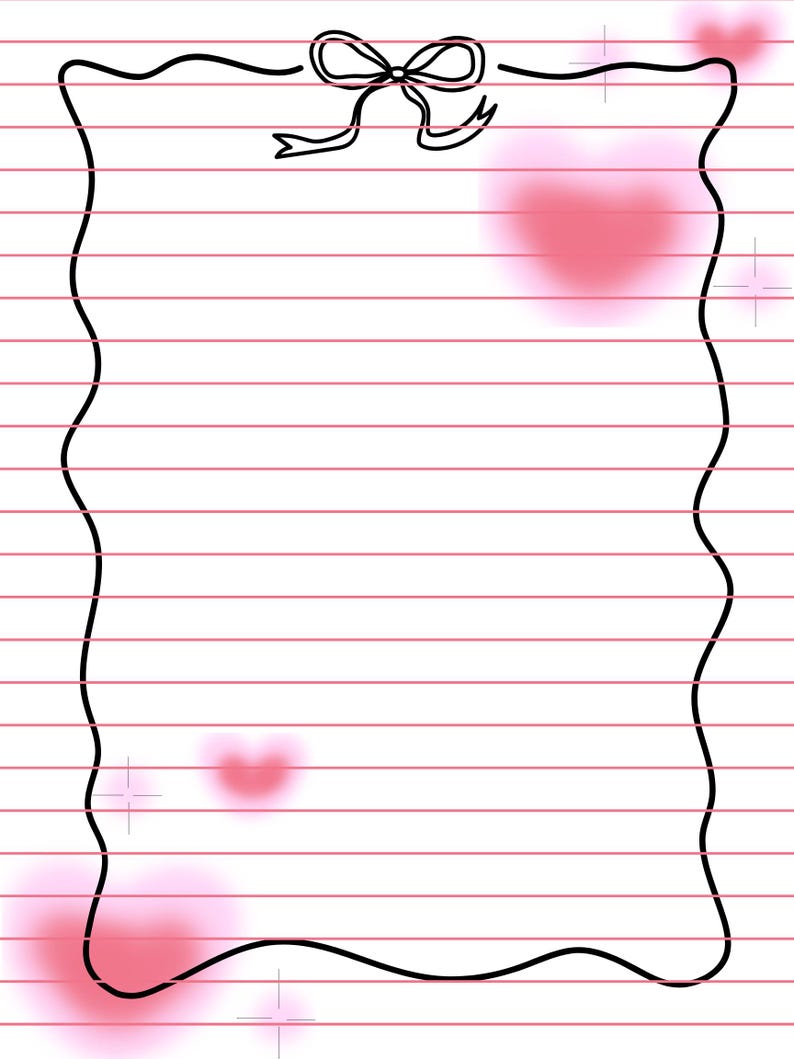 Digital Download Pink Lined Paper Journal Page Printable Planner Cute ...