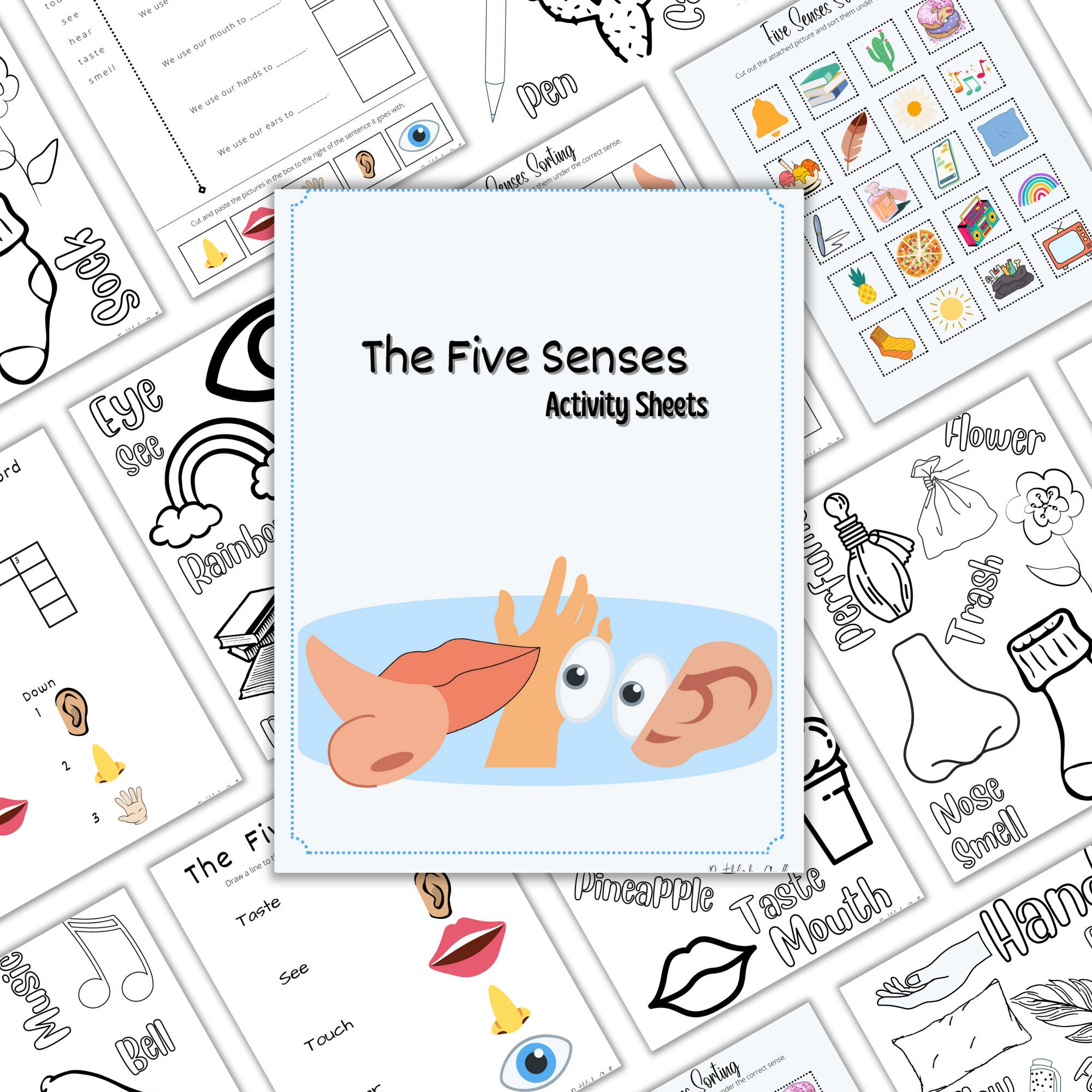 5 Senses Cut And Paste Worksheets