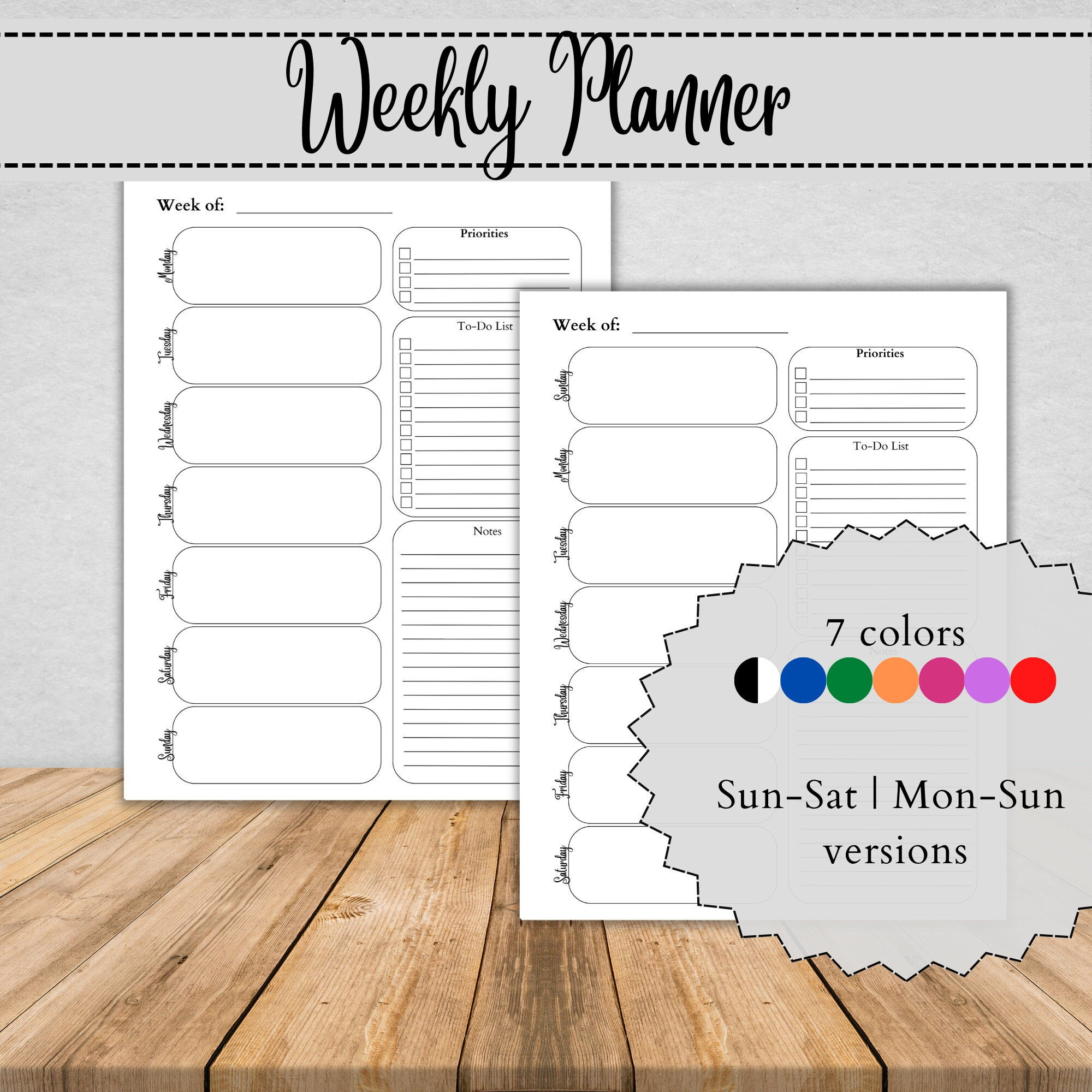 Weekly Planner | Printable Planner | Personal Planner | Productivity ...