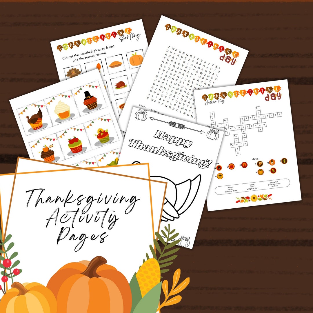Thanksgiving Activity Pages Thanksgiving Worksheets - Etsy