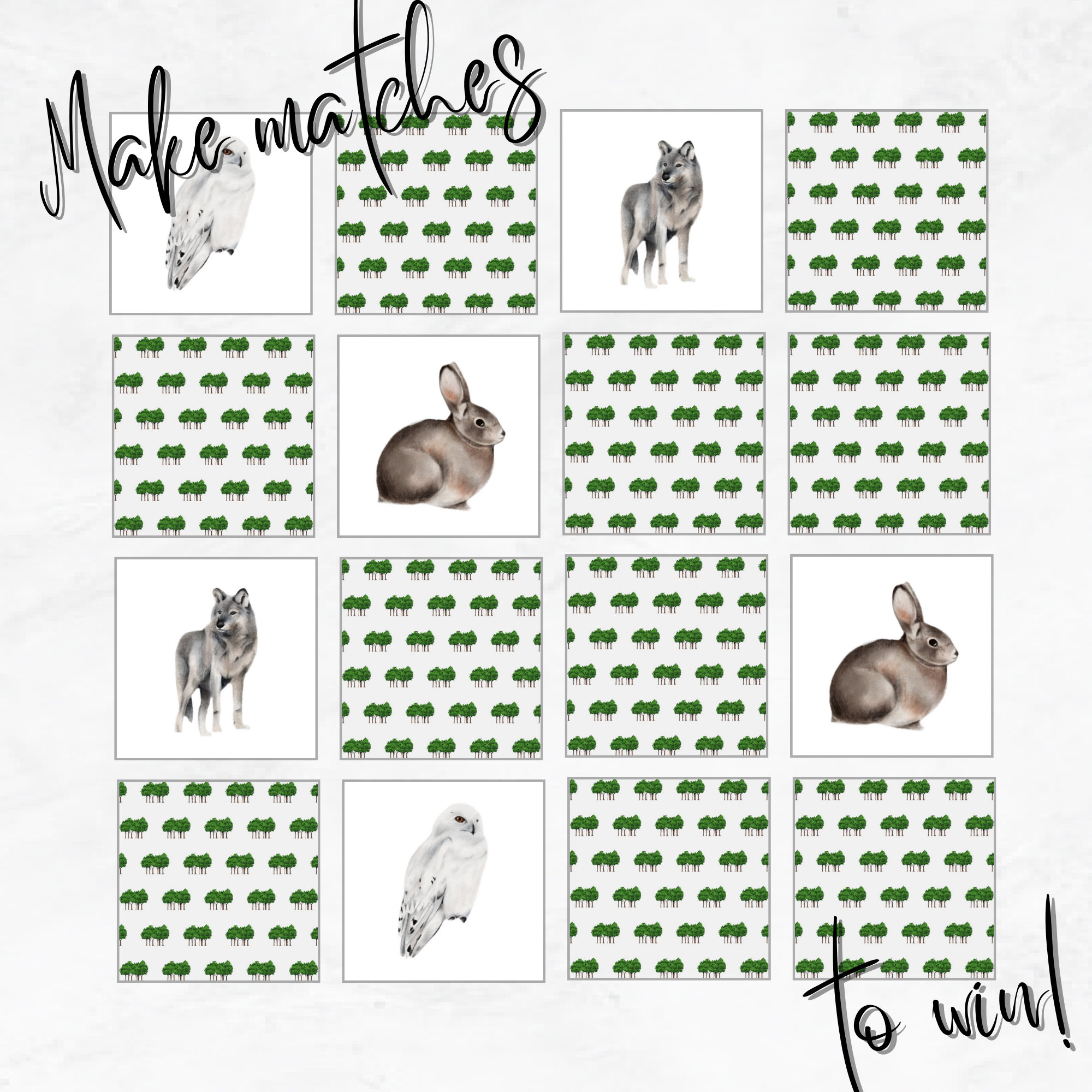 Forest Animals Matching Game, Memory Game, Matching Game, Kids Activity ...