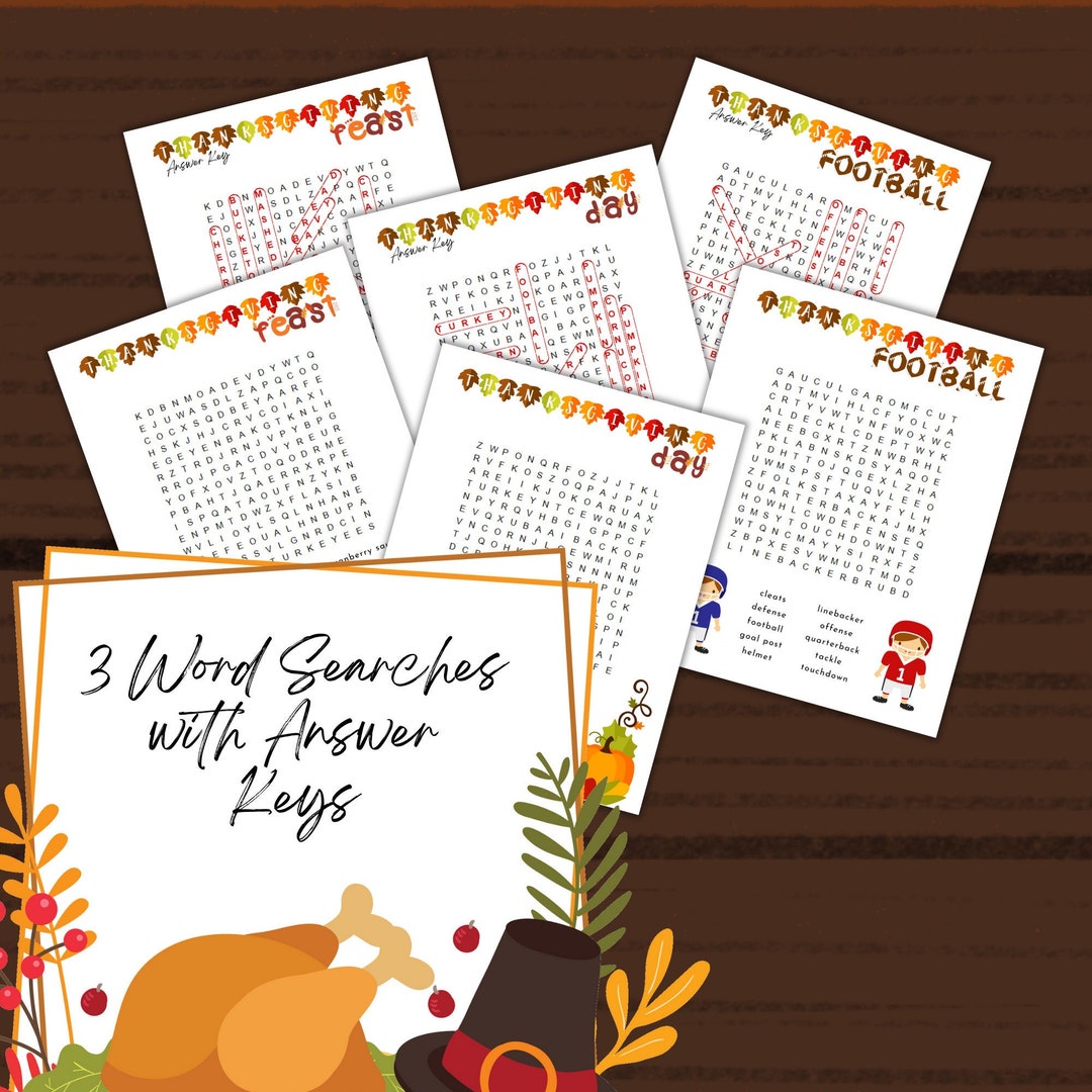 Thanksgiving Word Searches Thanksgiving Printables - Etsy