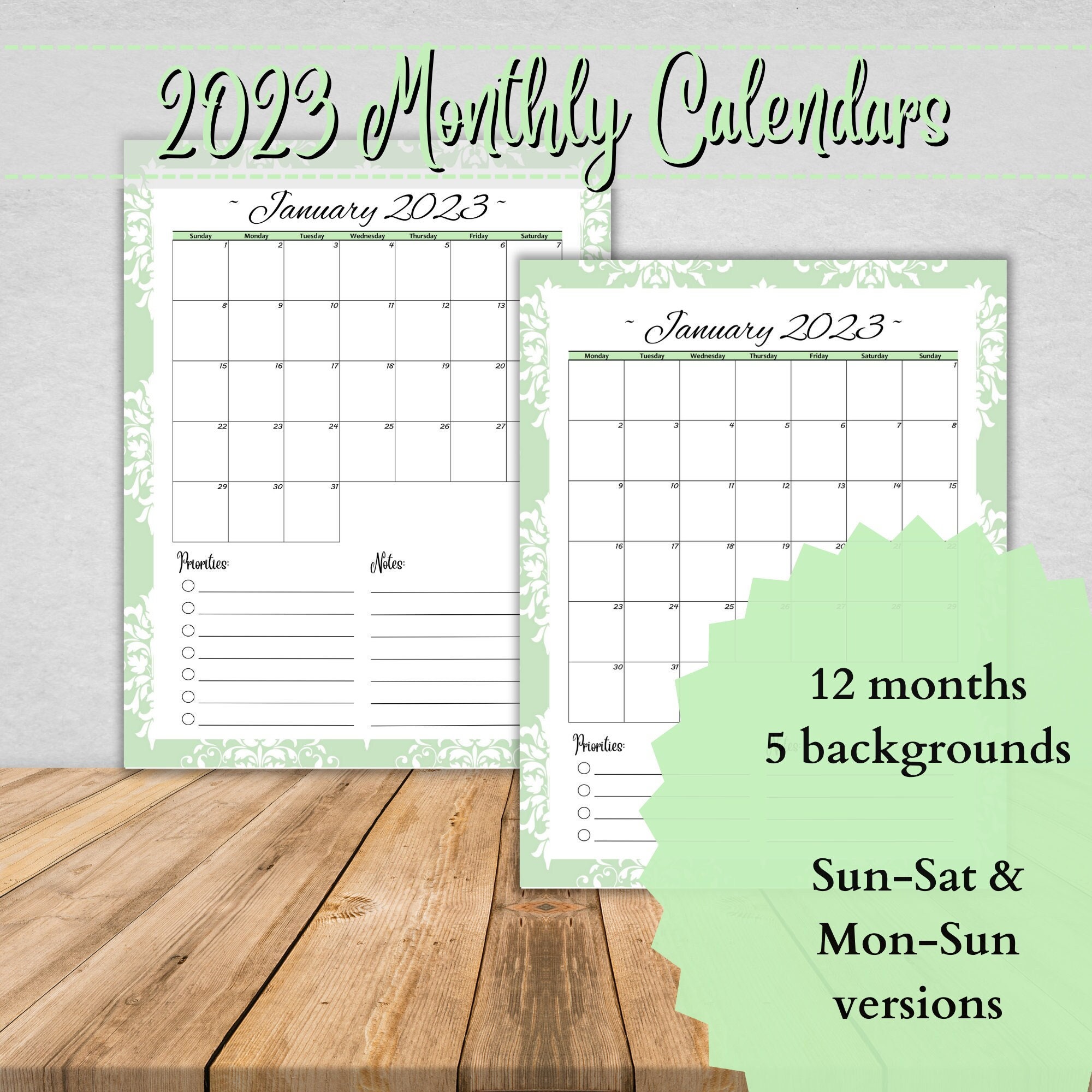 2023 Monthly Printable Calendar Portrait Monthly Calendar 2023 8x11 ...