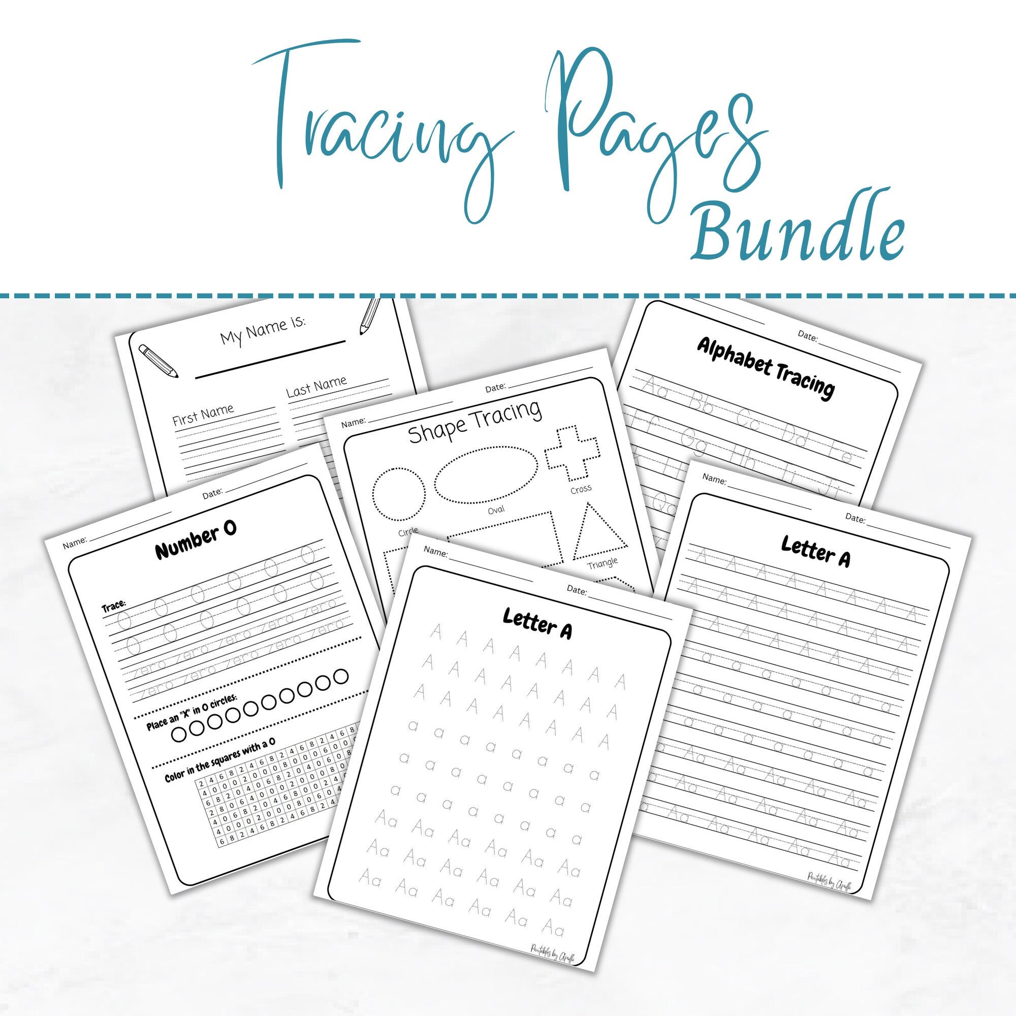 Tracing Pages bundle Kids Activity Homeschool Printables - Etsy