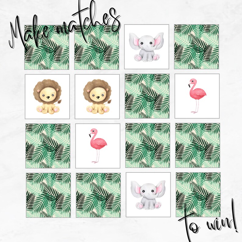 Tropical Animals Matching Game, Memory Game, Matching Game, Kids ...
