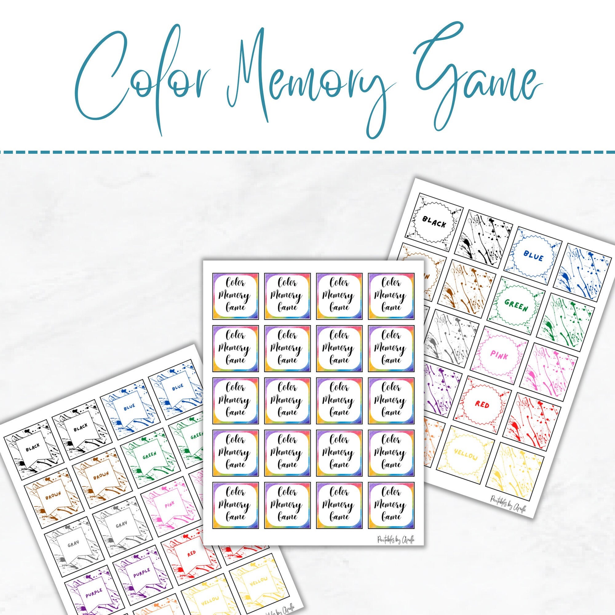 Color Matching Game, Memory Game, Matching Game, Kids Activity ...