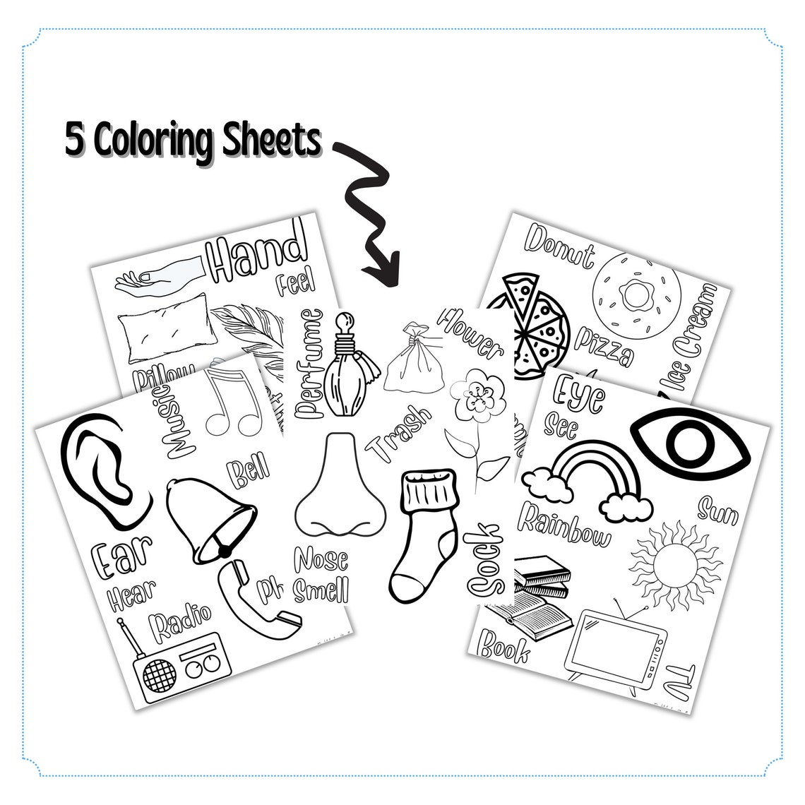 5 Senses Activity Sheets, 5 Senses Worksheets, Educational Activity ...