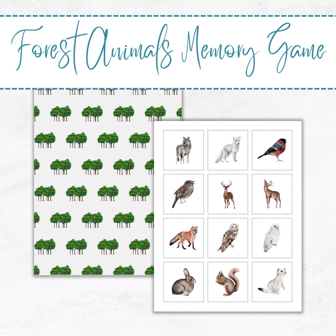 Forest Animals Matching Game, Memory Game, Matching Game, Kids Activity ...