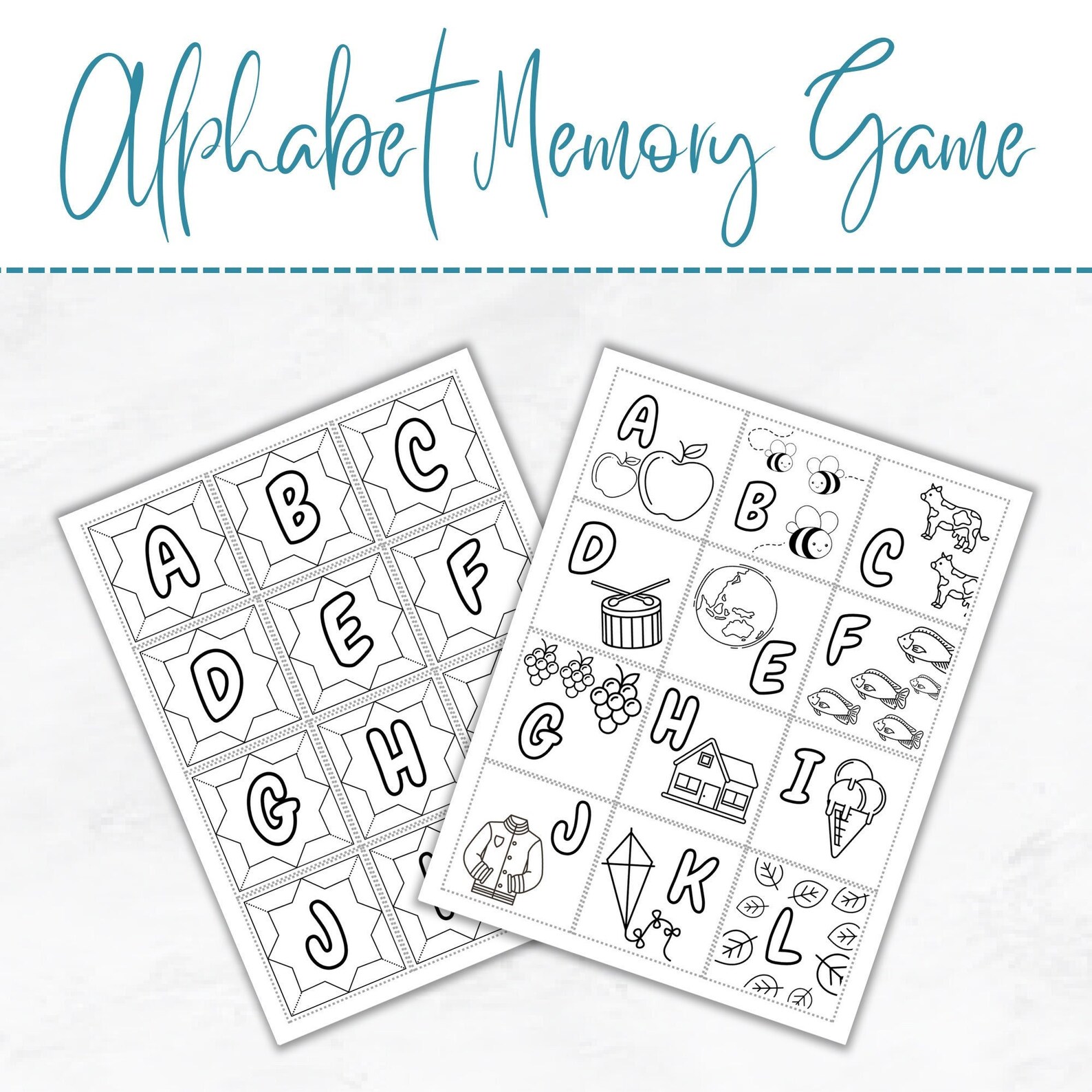 Coloring Alphabet Matching Game, Memory Game, Matching Game, Kids ...