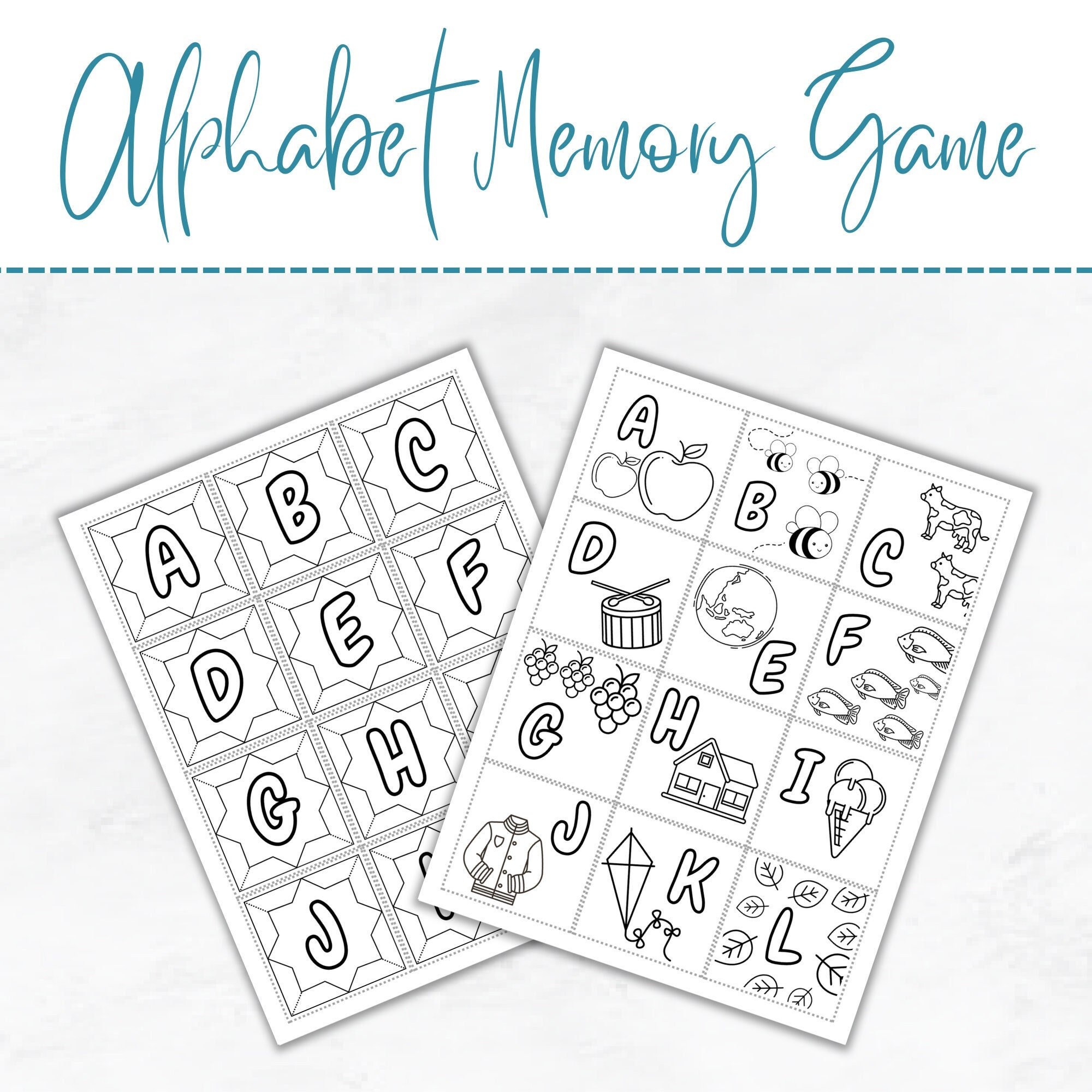 Coloring Alphabet Matching Game, Memory Game, Matching Game, Kids ...
