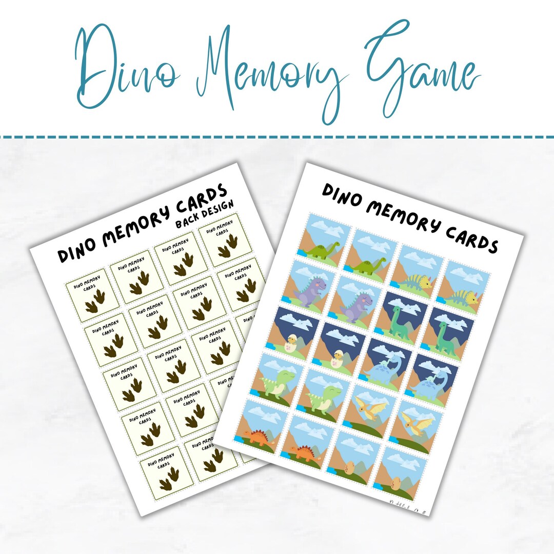 Dino Matching Game, Memory Game, Matching Game, Kids Activity ...
