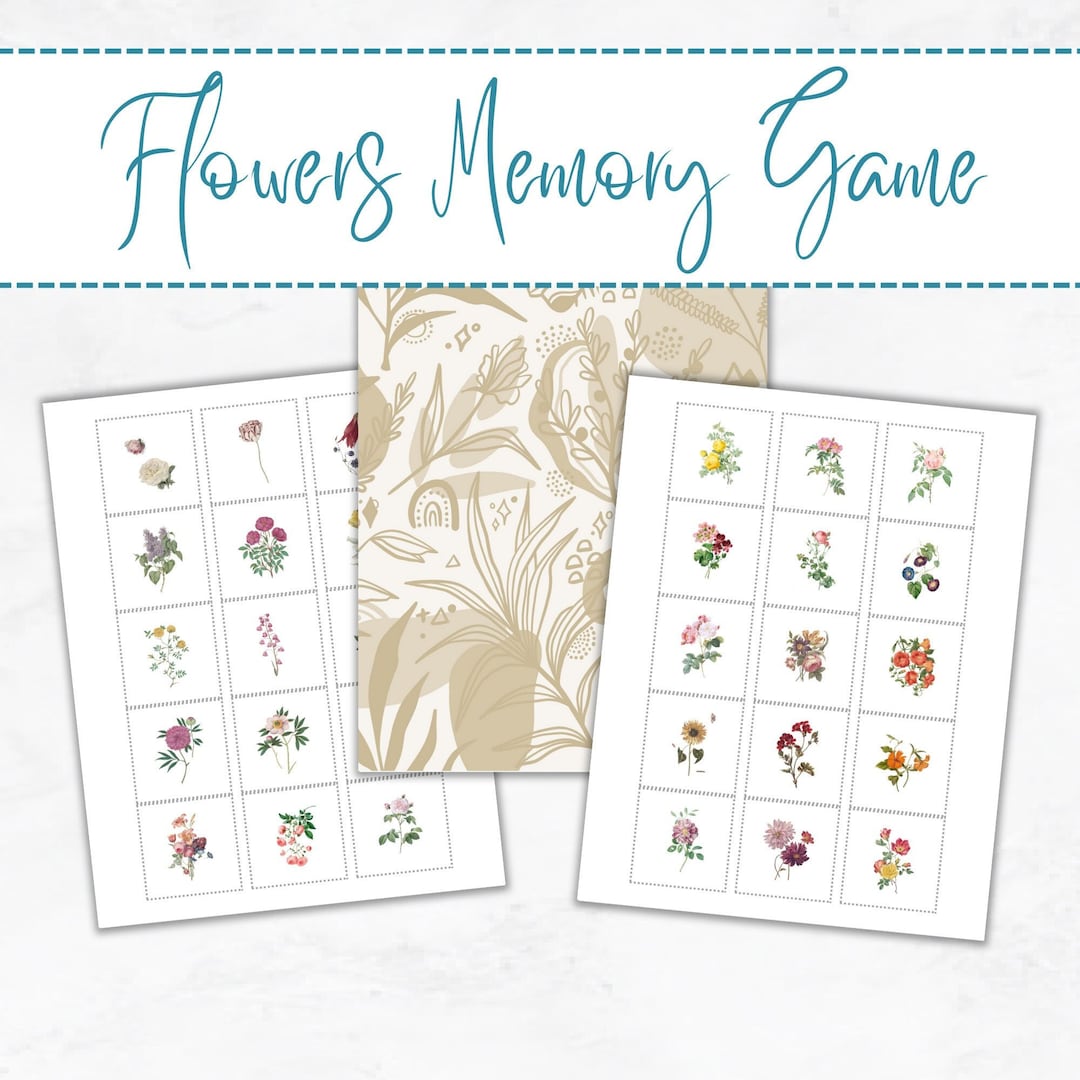 Flowers Animals Matching Game, Memory Game, Matching Game, Kids ...