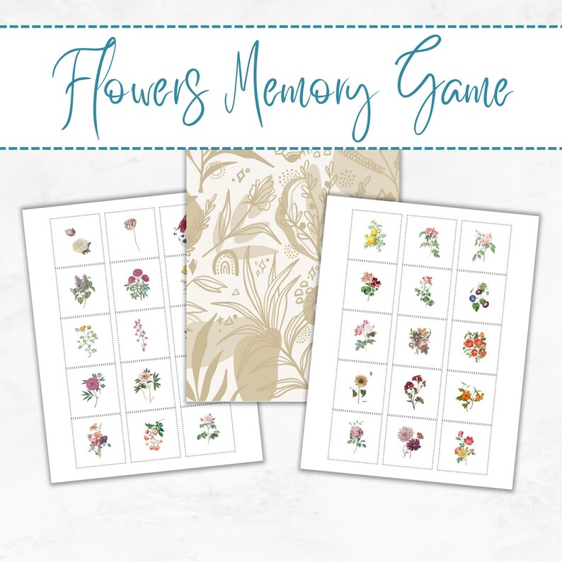 Flowers Animals Matching Game, Memory Game, Matching Game, Kids ...