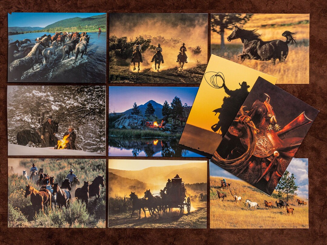 Western Cowboy Greeting Cards/envelopes of Cowboys, Horses, Wagon ...