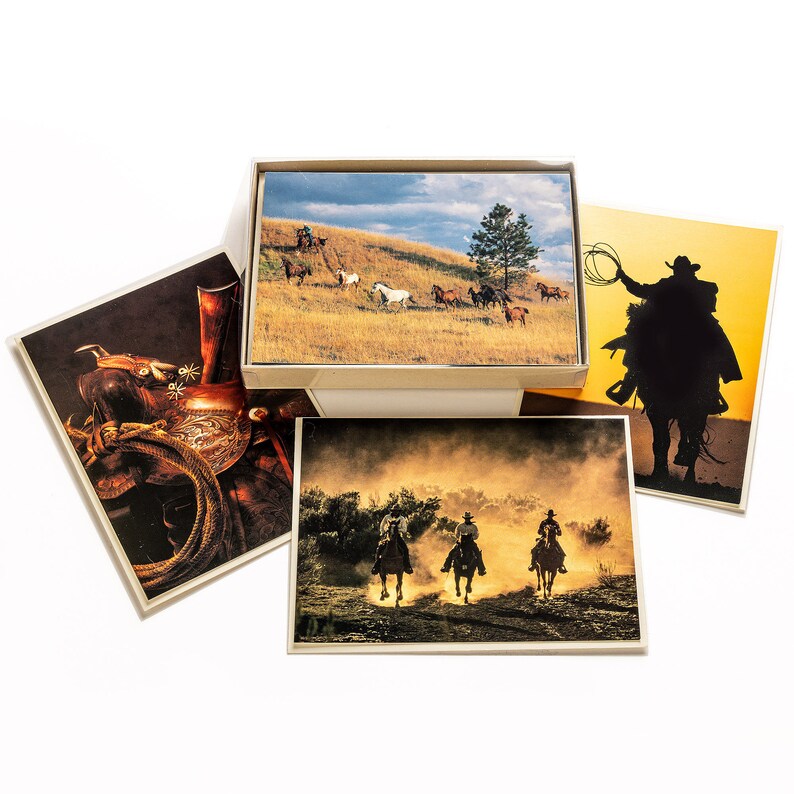 Western Cowboy Greeting Cards/envelopes of Cowboys, Horses, Wagon ...