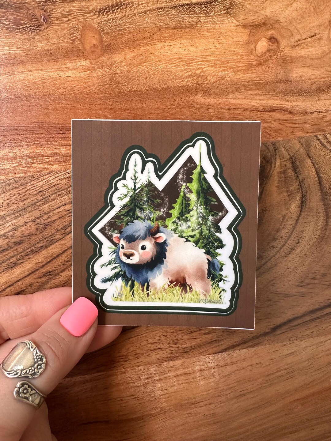 Cute Bison Forrest Sticker, Kiss-cut Waterproof Outdoors Animal Hiking ...