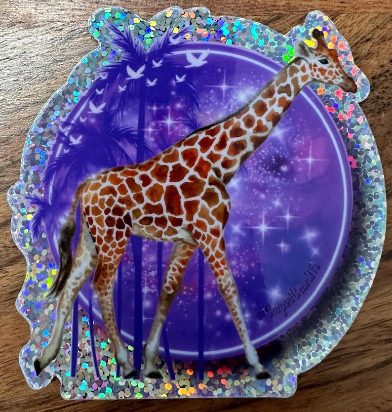 Holographic Giraffe Sticker | Cute Jungle Animal Vinyl Decal | Safari ...