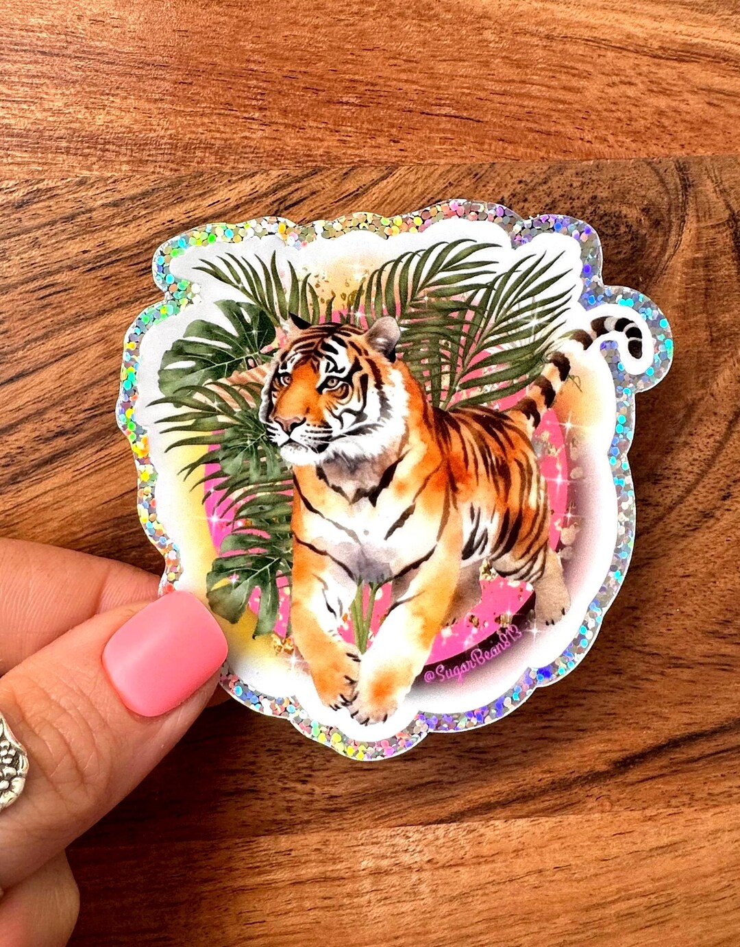 Glitter Tiger Sticker, Cute Tiger Sticker, Glittery Animal Sticker ...