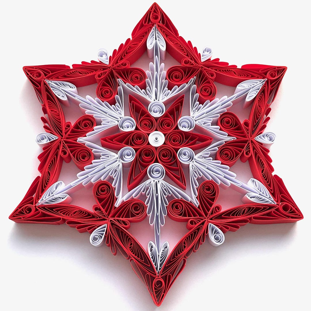 7 Inch Christmas Star, Quilled Snowflake, Quill Ornament, Quill Mandala ...