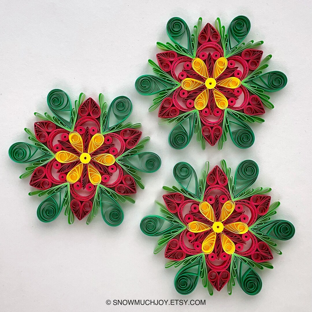 Set of 3, Christmas Star, Quilled Snowflake, Quill Ornament, Noel Decor ...