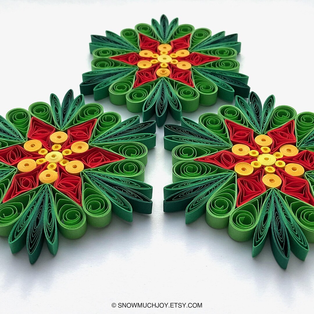 Set of 3, Christmas Star, Quilled Snowflake, Quill Ornament, Noel Decor ...