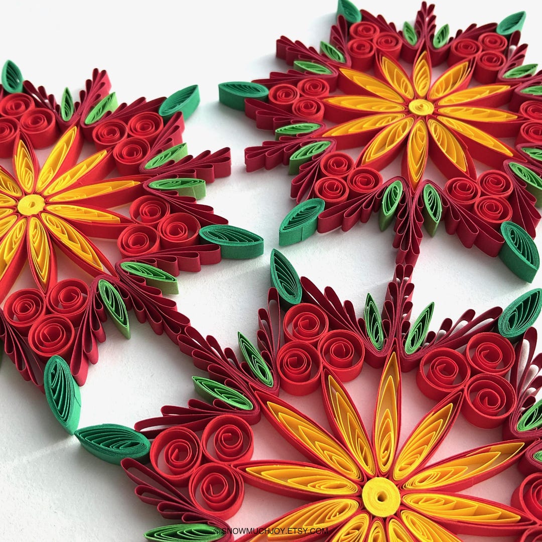 Set of 3, Christmas Star, Quilled Snowflake, Quill Ornament, Noel Decor ...