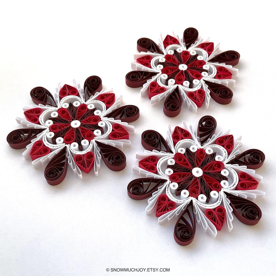 Set of 3, Christmas Star, Quilled Snowflake, Quill Ornament, Noel Decor ...