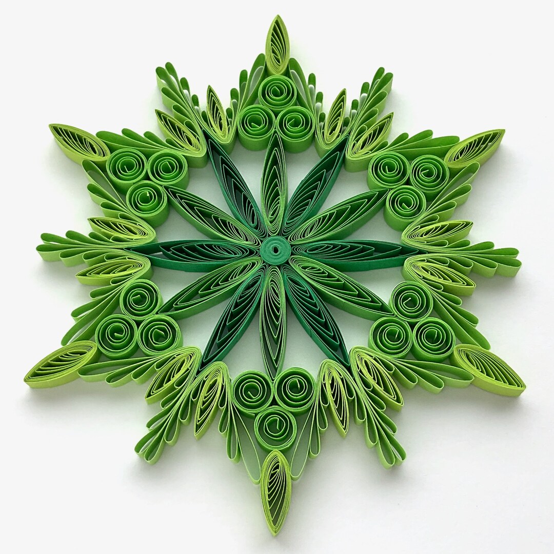Green Christmas Ornament: Hanging Paper Star, Quilled Snowflake, Paper ...