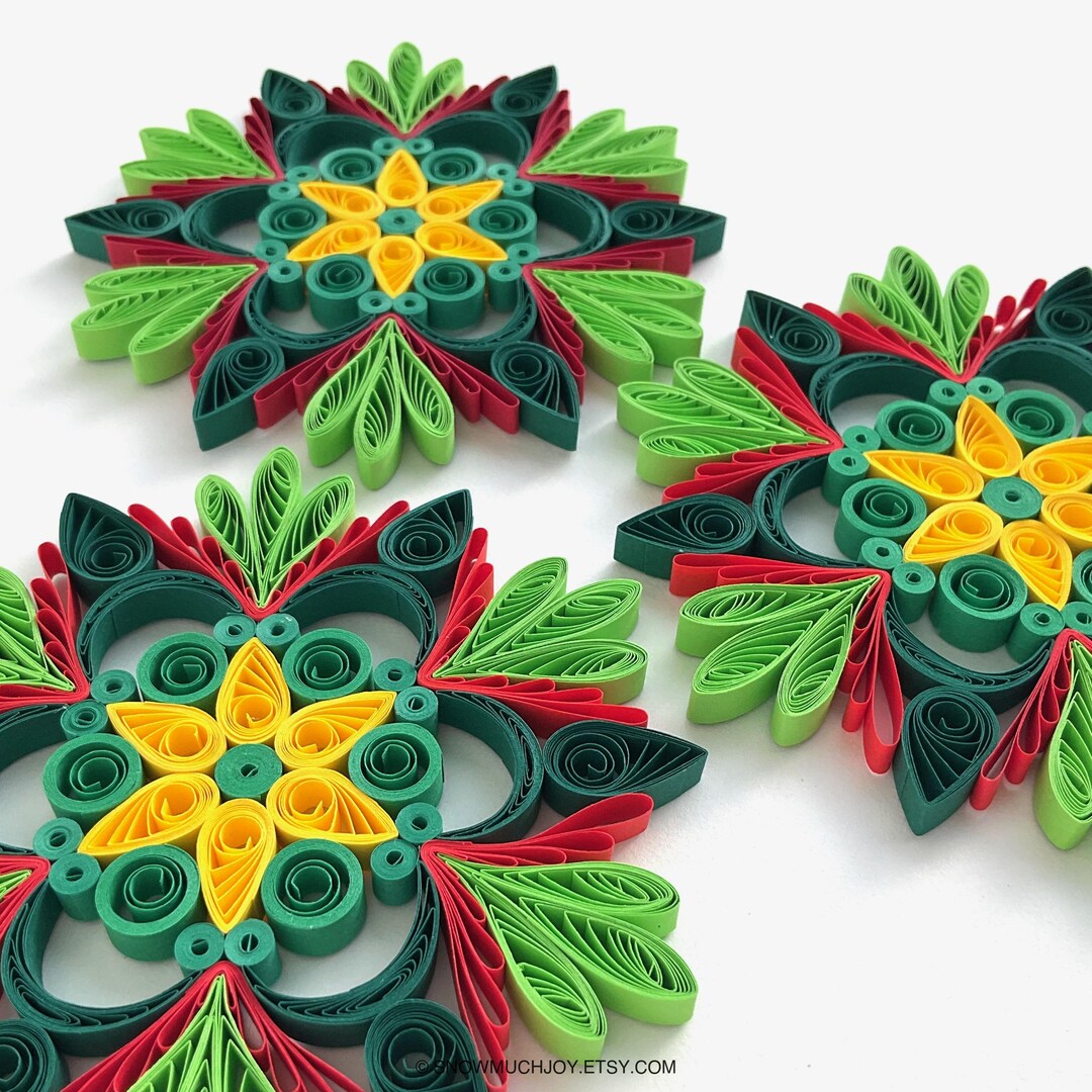 Set of 3, Christmas Star, Quilled Snowflake, Quill Ornament, Noel Decor ...