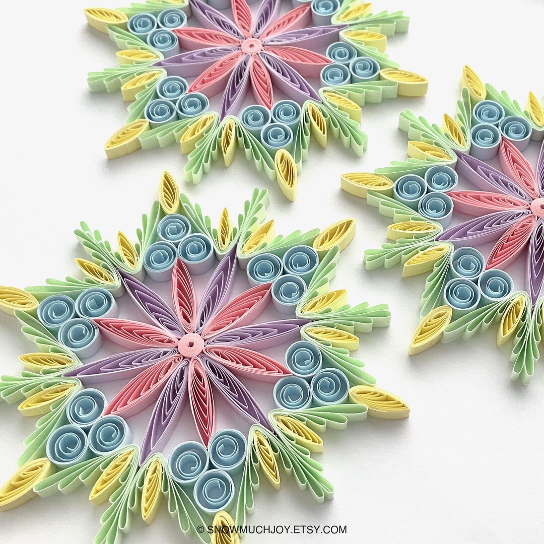 Set of 3, Christmas Star, Quilled Snowflake, Quill Ornament, Noel Decor ...