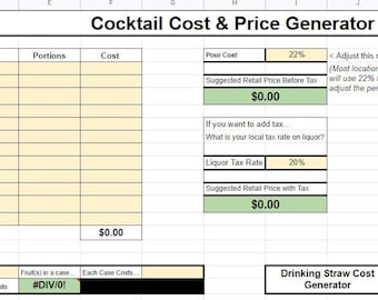 Cocktail cost spreadsheet - Etsy.de