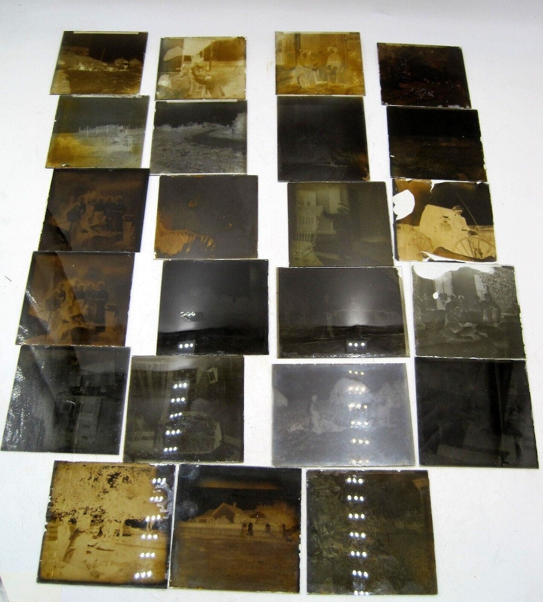 Lot of 23 Antique GLASS Plate Photo NEGATIVES Oregon PNW Farmers Homes ...