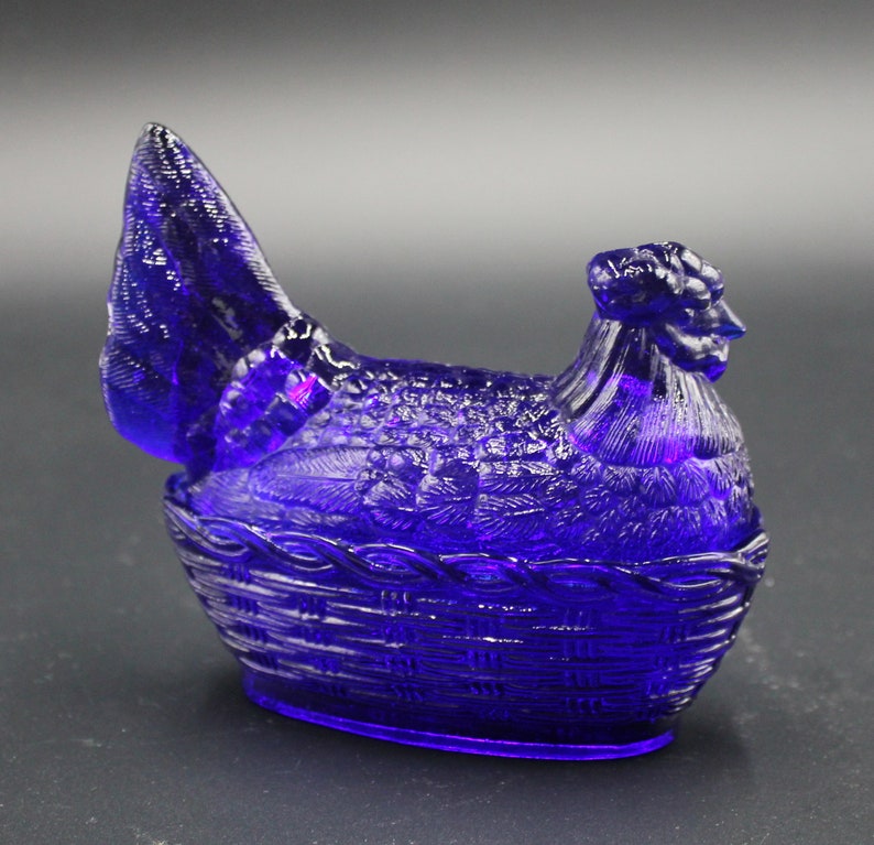 Vintage Cobalt Glass Blue Chicken Hen on Nest Egg Storage Coddler ...