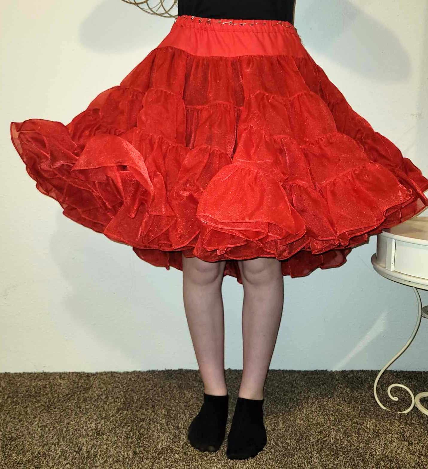 Vintage KROENINGS Fashion Magic Red Square Dance PETTICOAT Ruffle Skirt ...