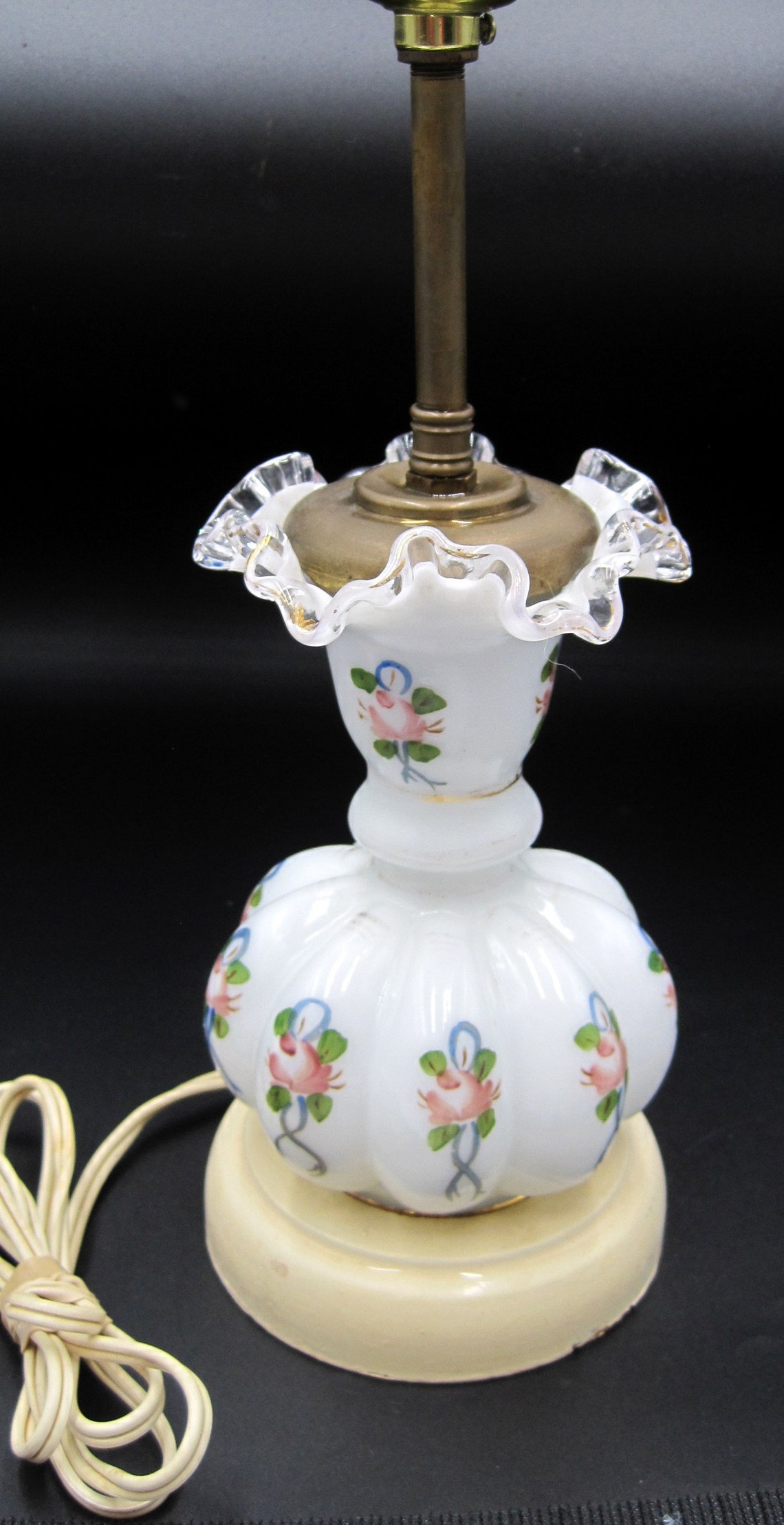 Antique Fenton Peach Crest Vase/lamp With Charleton Roses Decoration - Etsy