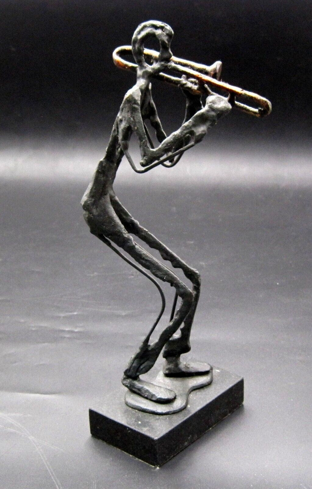 VTG Brutalist Metal Trombone Player Sculpture on Base 12" Tall - Etsy