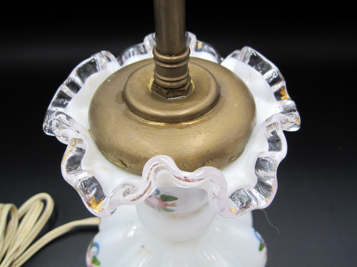 Antique Fenton Peach Crest Vase/lamp With Charleton Roses Decoration - Etsy