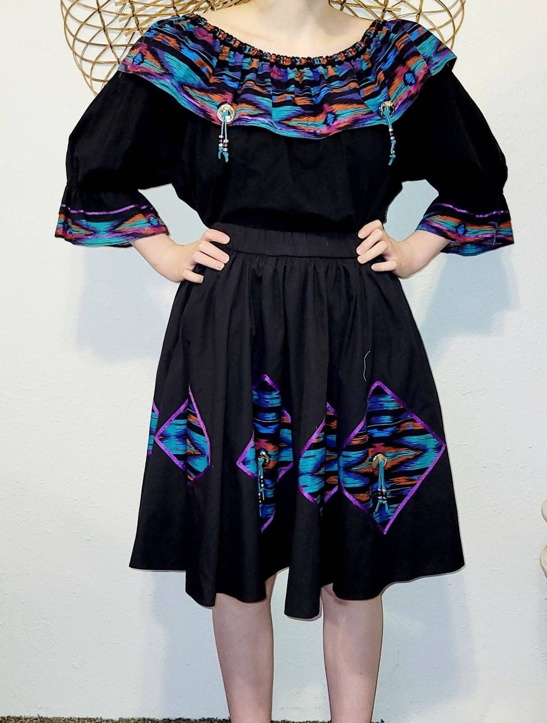 Vintage 1980's Southwestern Style Beaded Square Dance Barn Dancing ...