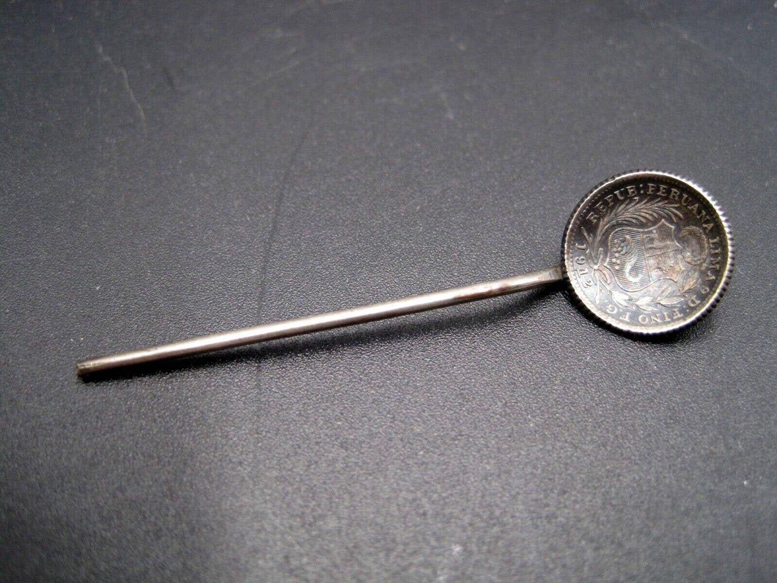 VTG Sterling Silver - PERU Peruvian 1/2 Dinero Coin Souvenir Spoon - 2g ...