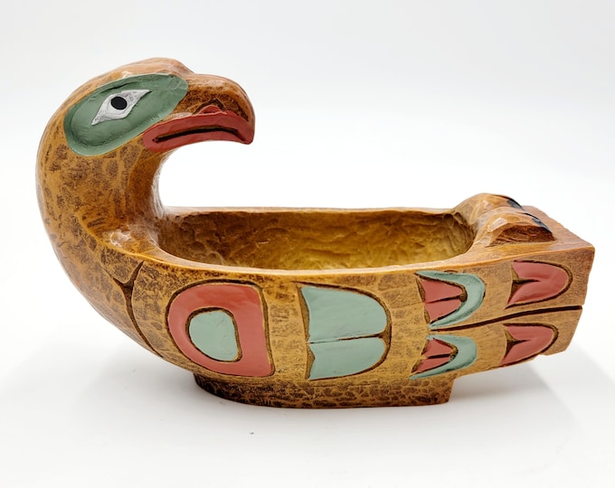 Vintage Ceremonial Carved Native Tlingit Haida Eagle Bowl Tourist ...