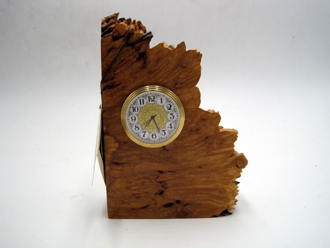 Charles Elkan Burl Wood Quartz Desk Shelf Sitter Clock - Etsy