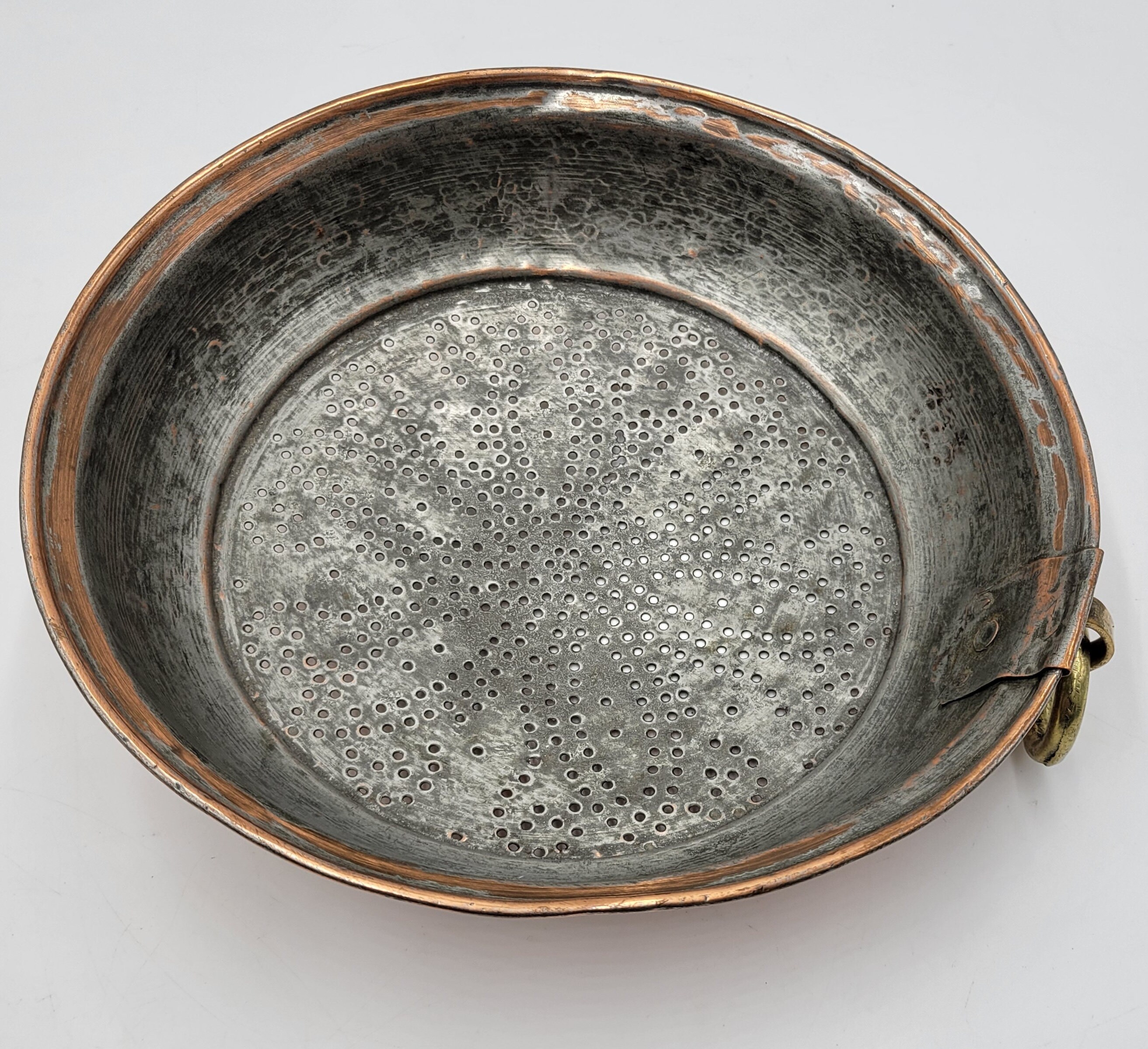 RARE Antique French Primitive Copper Fruit Colander Strainer Sieve 11 ...