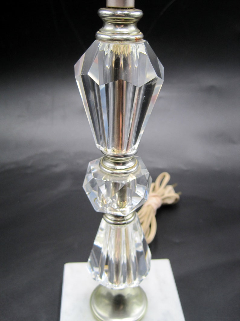 Vintage Cut Lead Crystal Table Lamp Multi Faceted Column Clear Tall ...