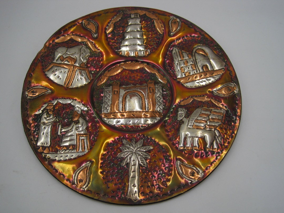 Stunning Persian Copper/brass and Silver Repousse Plate Ancient Persian ...