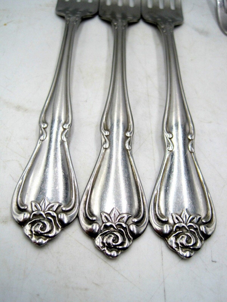 14 Pieces- Arbor Rose-true Rose Oneida USA Stainless Flatware - Etsy
