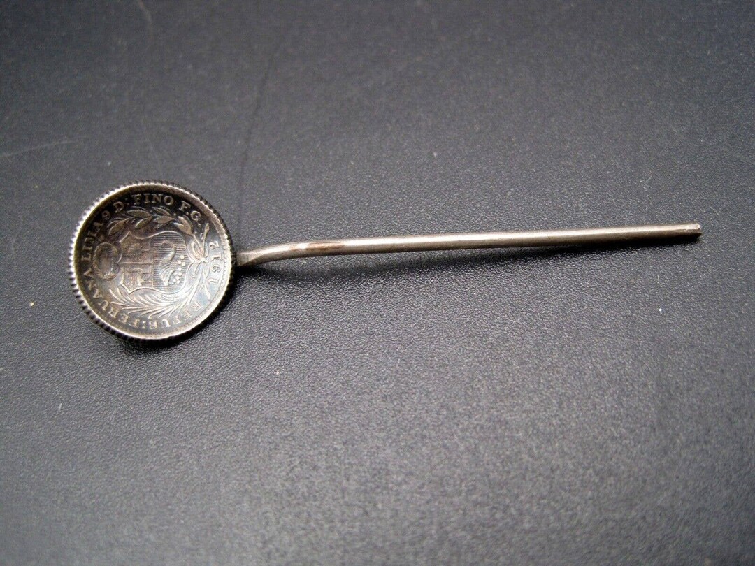 VTG Sterling Silver - PERU Peruvian 1/2 Dinero Coin Souvenir Spoon - 2g ...