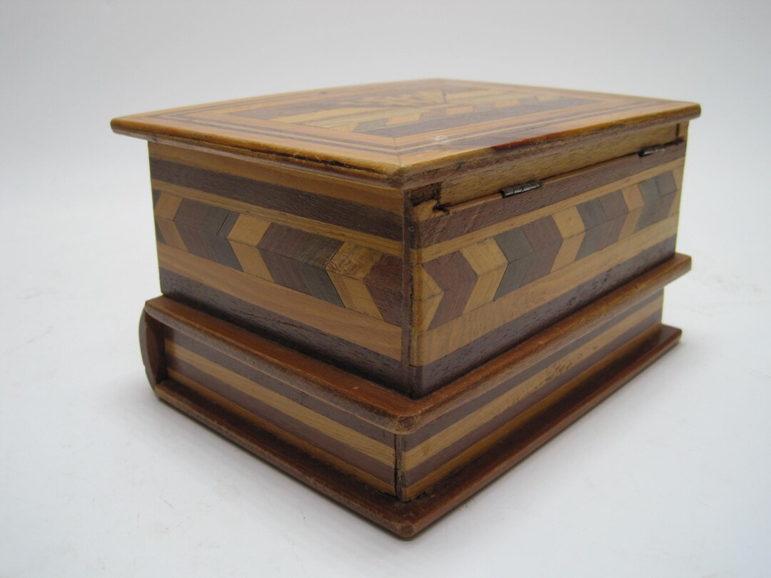 Faux Book Trinket Box With Intricate Marquetry Inlay Work - Etsy